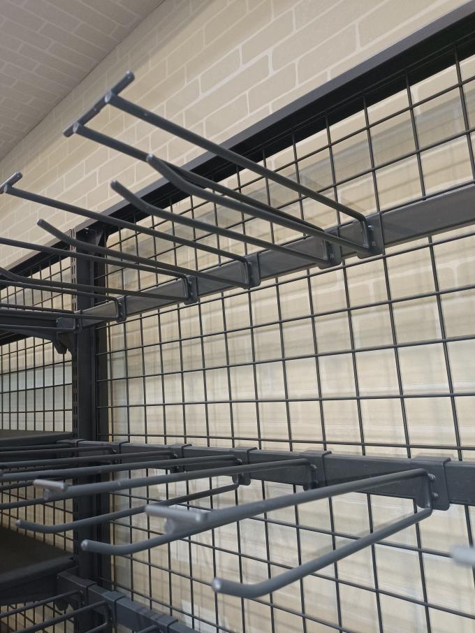 SGS Gondola Display Shelving 1500mm Black Wire Shelf With Hooks