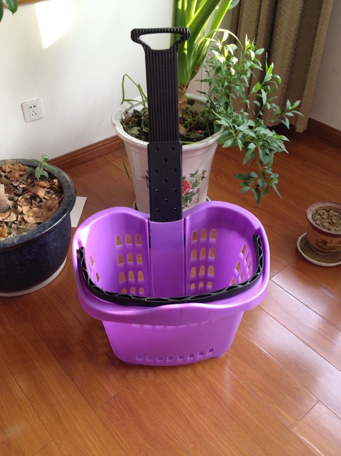 52L Plastic Shopping Basket With Handles Color Purple
