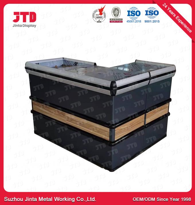 Metal Supermarket Checkout Counter Without Conveyor Belt