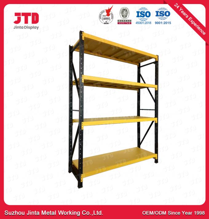 Yellow And Black Color Medium Duty Warehouse Storage Racks With 4 Layers