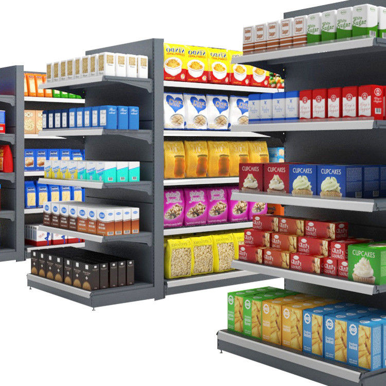 Supermarket Retail Store Double Sided Gondola Display Shelving ...