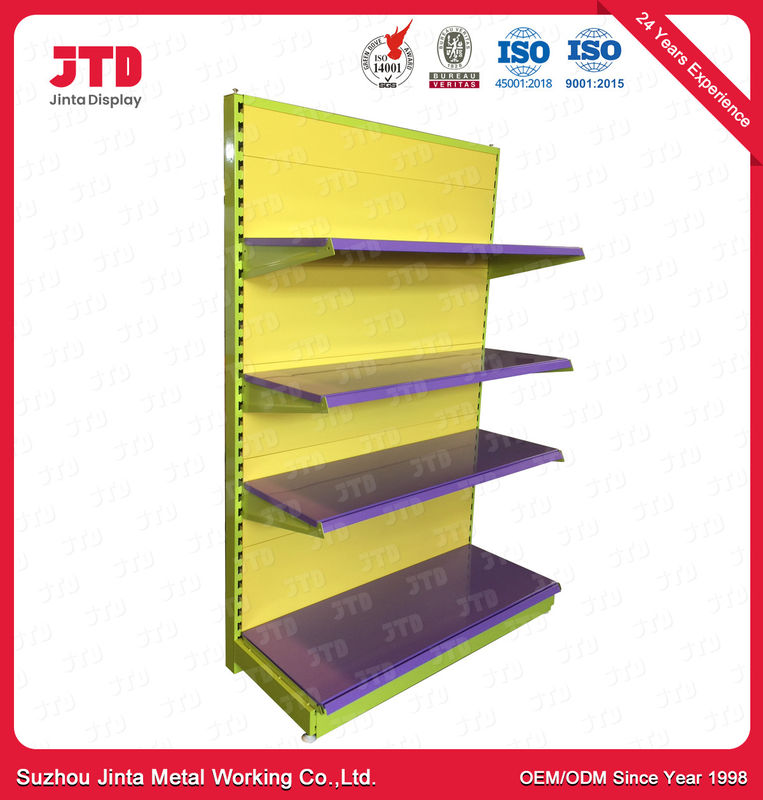 1.8m 0.9m Retail Store Display Rack 100kgs Black And Yellow Storage Shelves