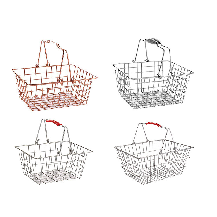 Stainless Steel Handheld Shopping Basket for Retail Stores