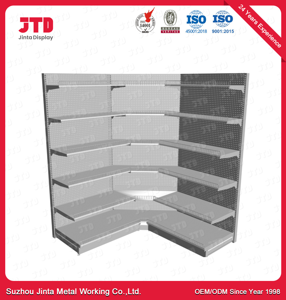 OEM Gray L Shaped Corner Shelf 82in 6 Tier Corner Shelf