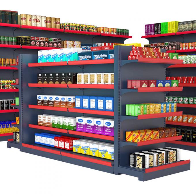 Custom Metal Retail Shelf Display Supermarket Gondola Shelving Rack For ...